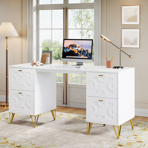 Mercer41 59''Computer Desk with File Drawers | Wayfair