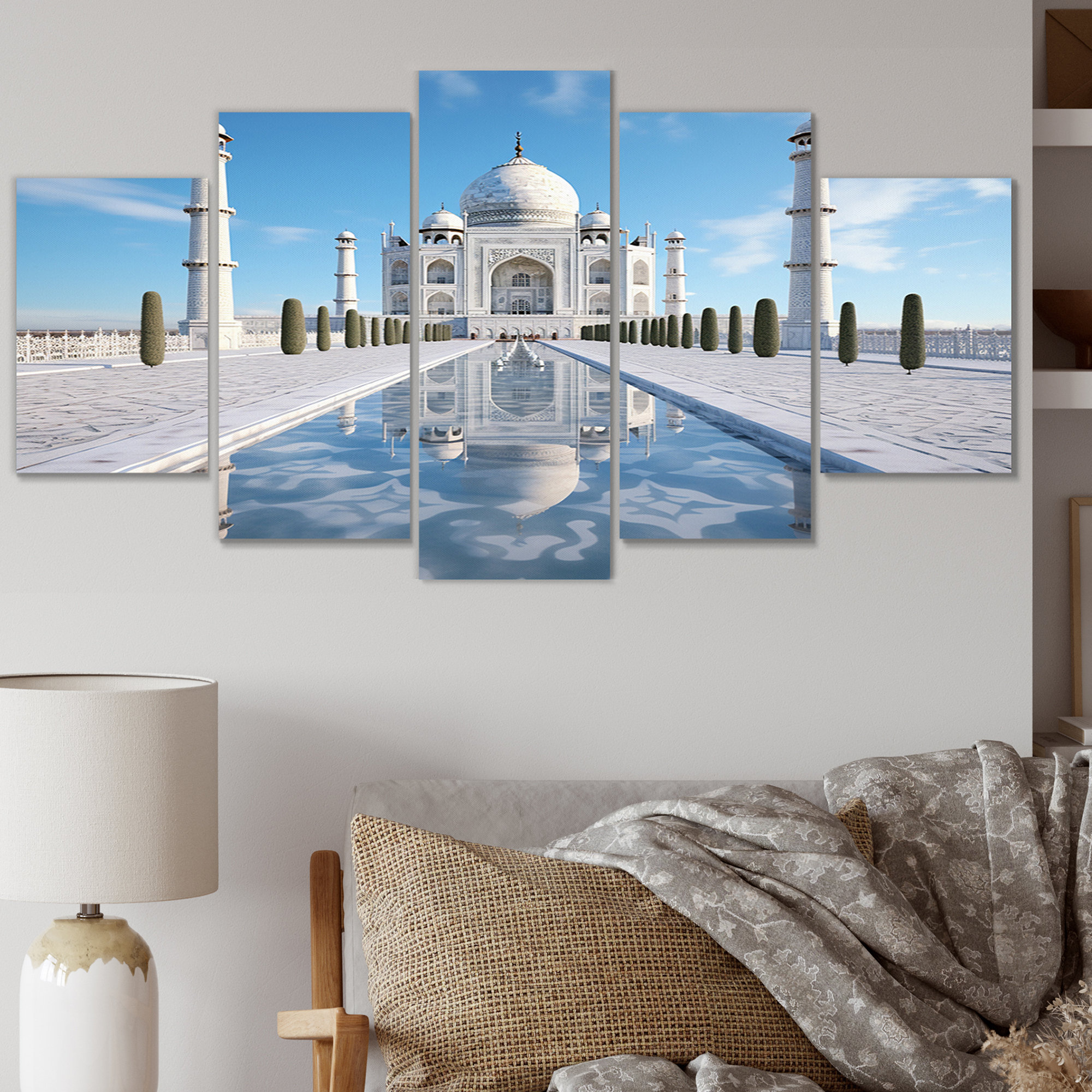 Latitude Run® Islam Art Taj Mahal II - Islamic Wall Decor - 5 Panels ...