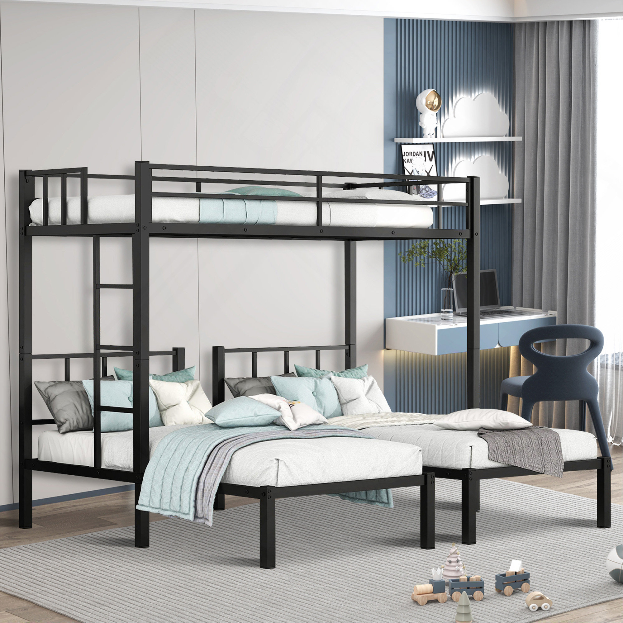 Isabelle & Max™ Triple Bunk Bed, Can Be Separated Into 3 Beds | Wayfair