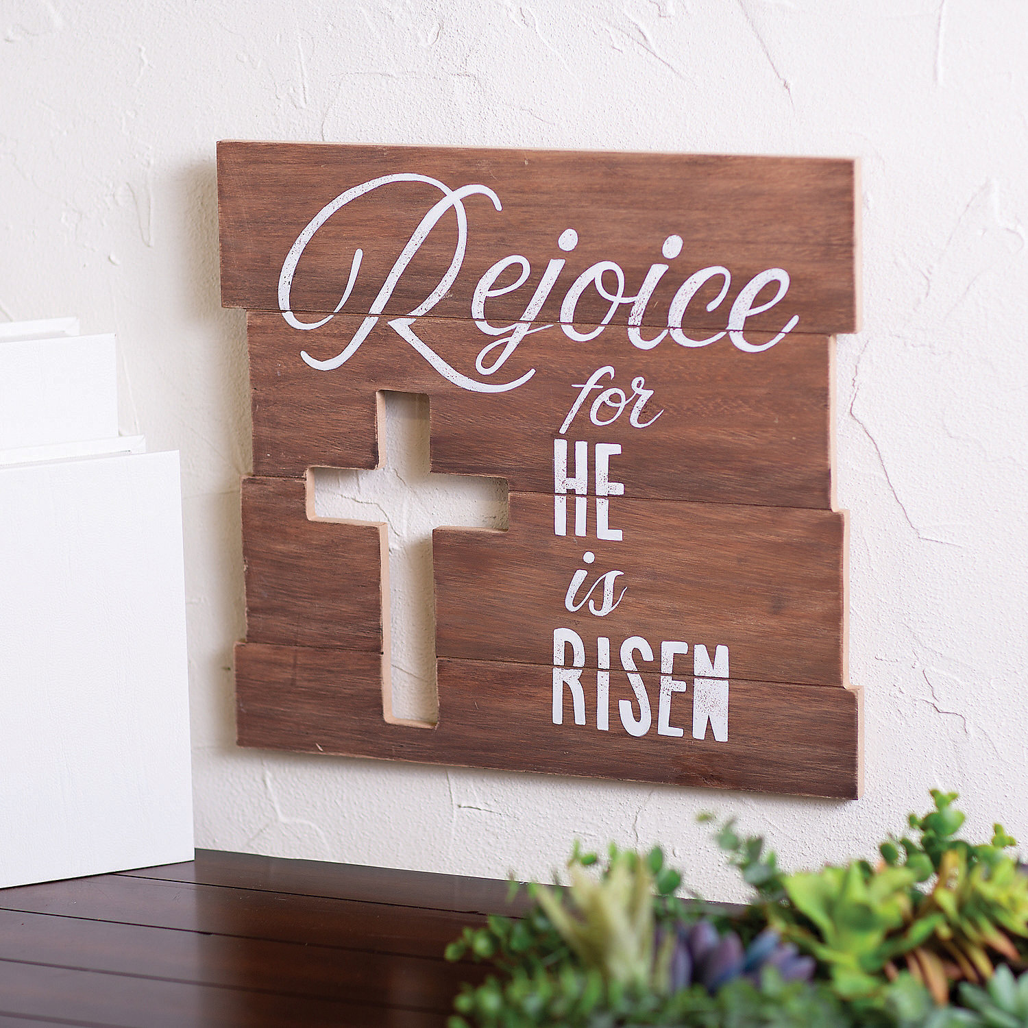 The Holiday Aisle® Rejoice For He Is Risen Wall Sign - Home Decor - 1 ...