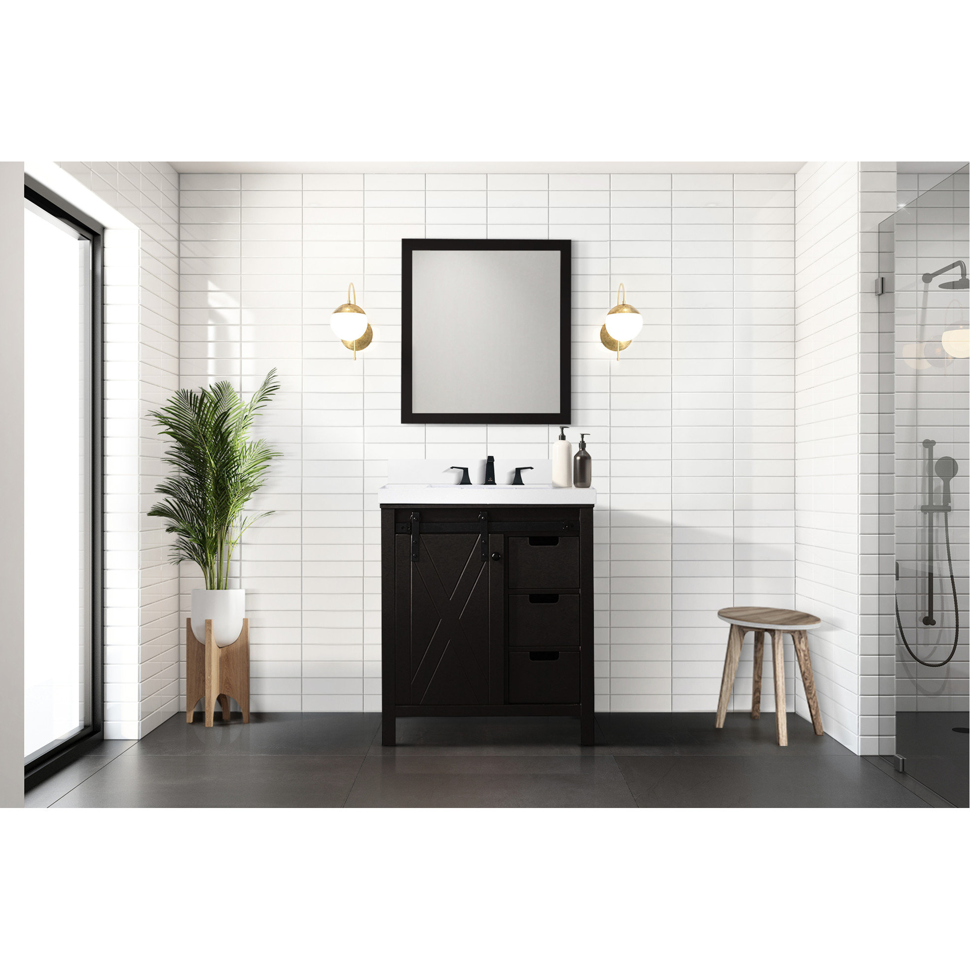 Ophelia & Co. Brown Bath Vanity 30 Inches Wide, Soft - Close System ...