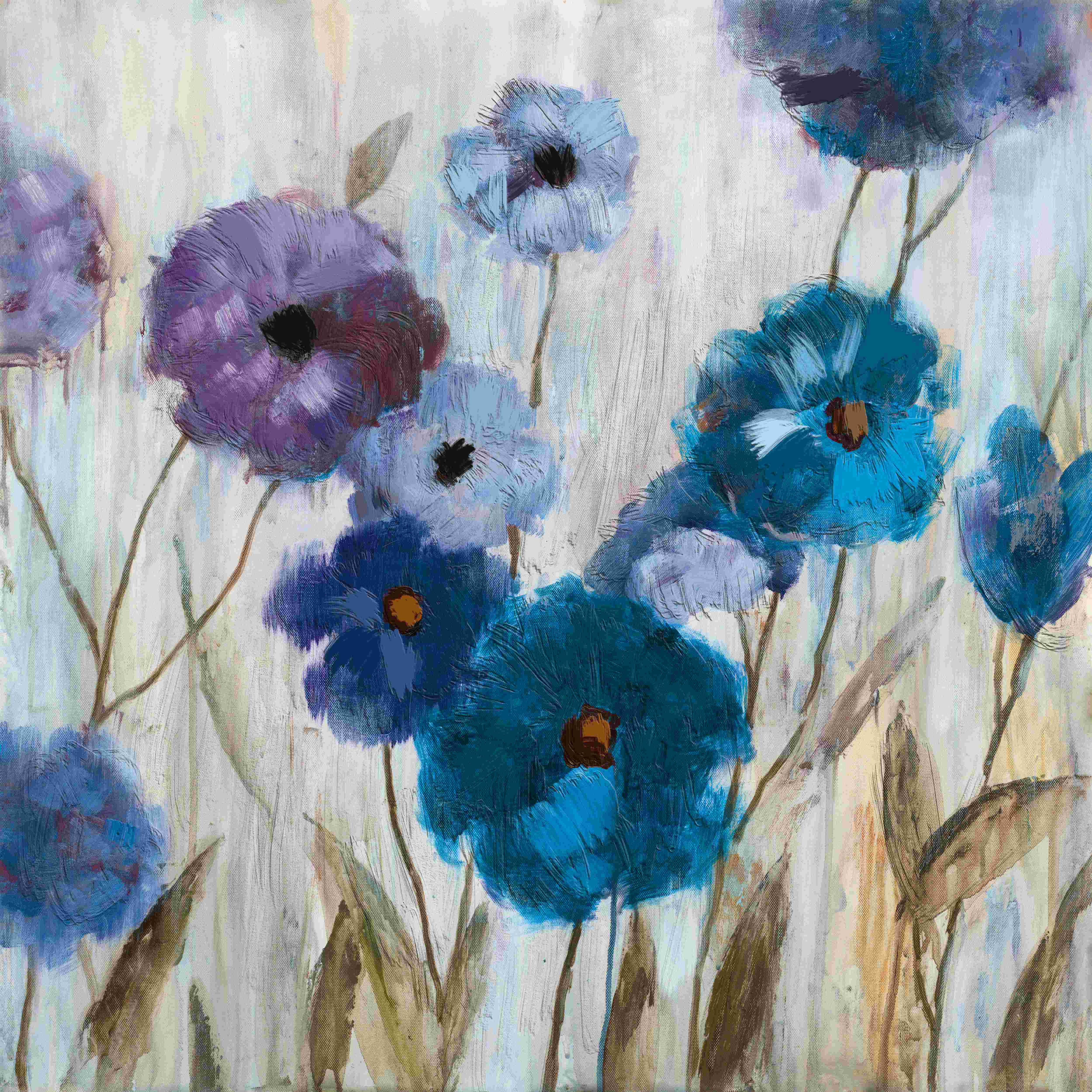 Winston Porter Painterly Blue Impasto - Wrapped Canvas Print | Wayfair
