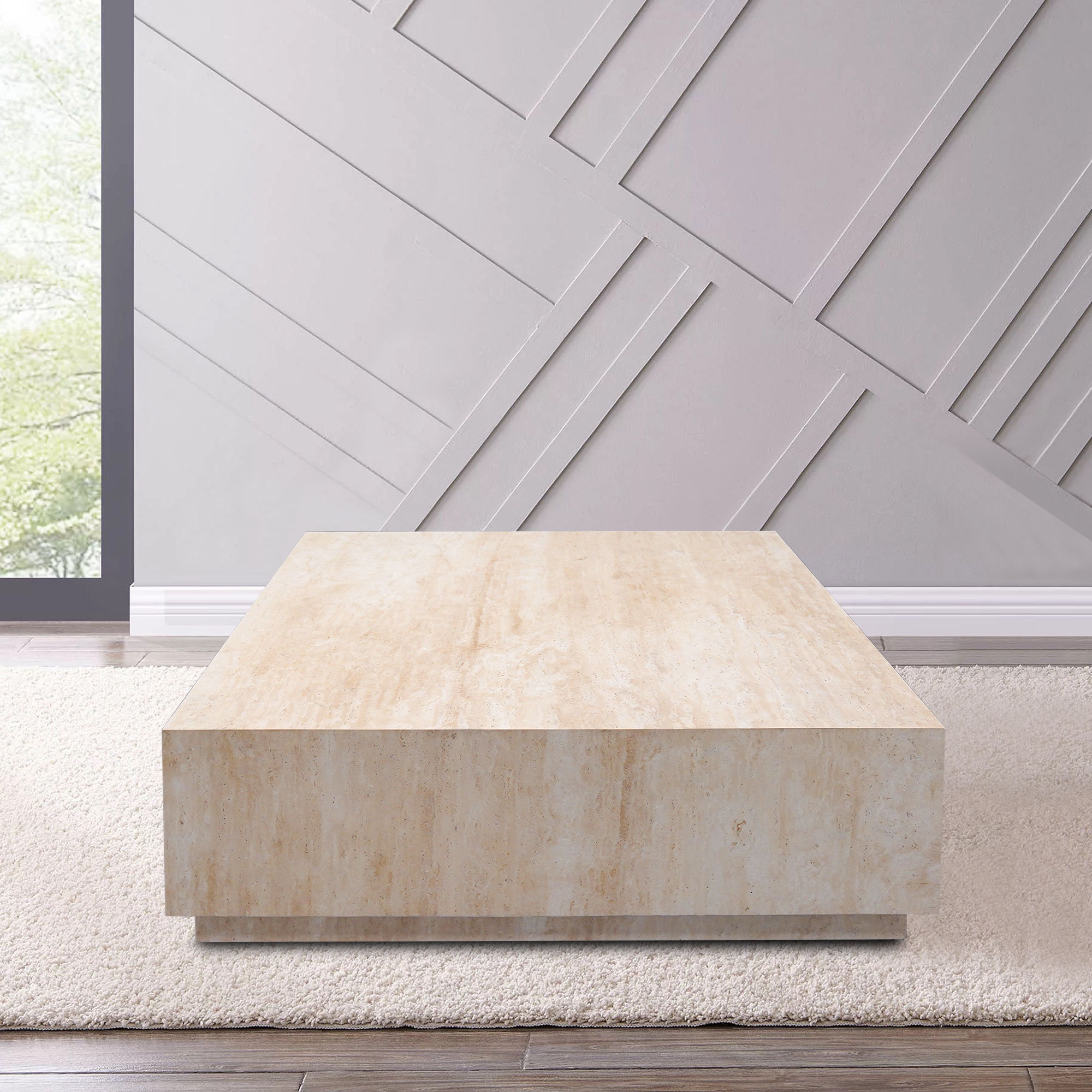 JTL MODERN Avory Travertine Rectangular Coffee Table | Wayfair