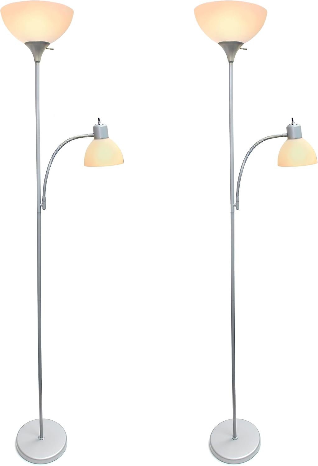 Hokku Designs Modern Floor Lamp With Adjustable Reading Light, Dual ...