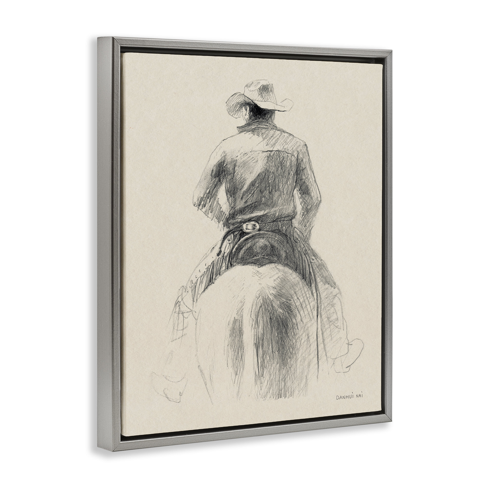 Loon Peak® Traditional Drawing of Cowboy Floater Canvas Wall Art by ...