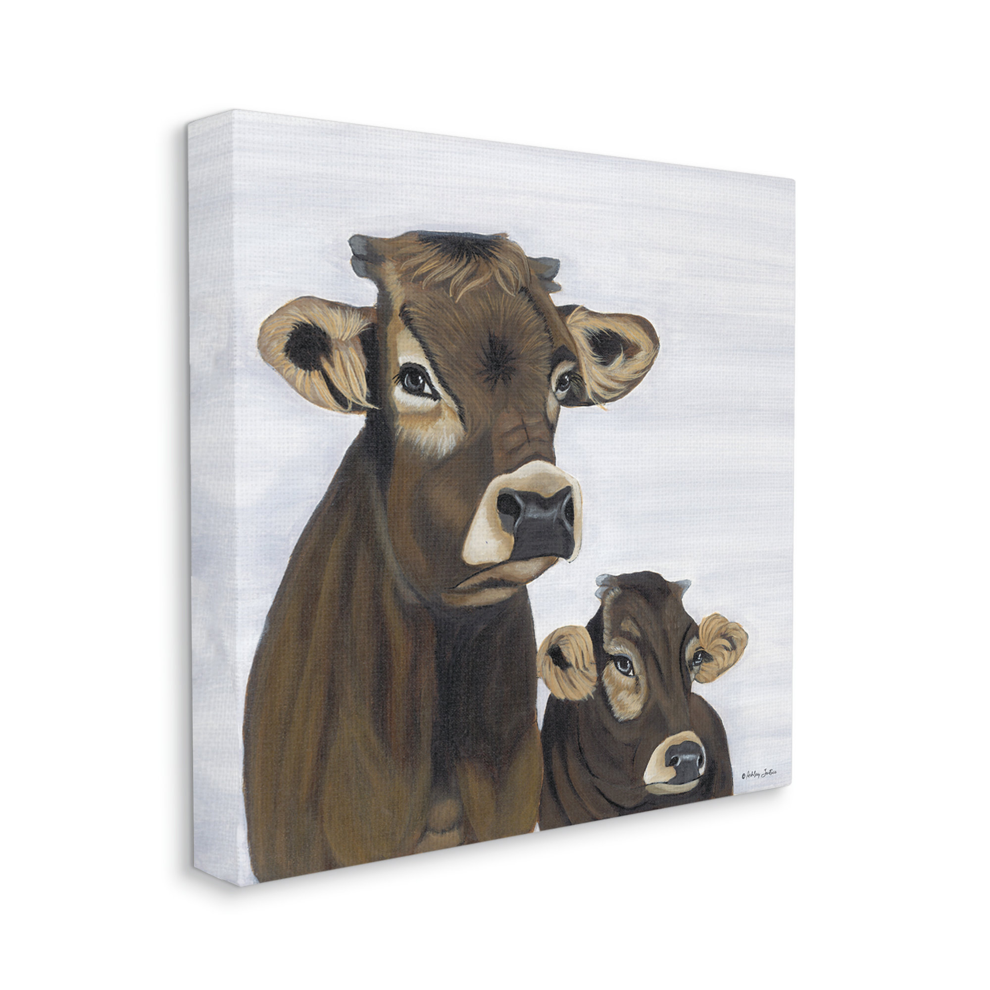 Stupell Industries Mom and Baby Cow by Ashley Justice - Wrapped Canvas ...