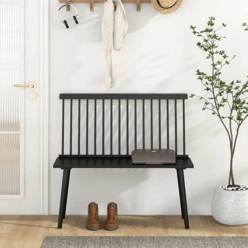 George Oliver Entryway Bench For 2 With Spindle Back For Kitchen Dining ...