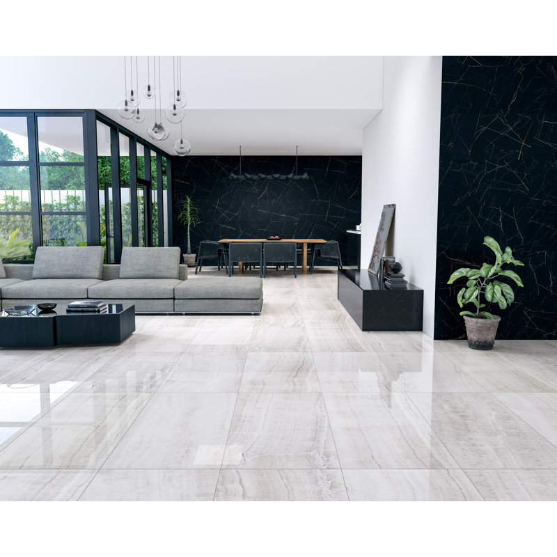 Mirrella 23.23" x 46.86" Beveled Porcelain Singular Wall & Floor Tile ...