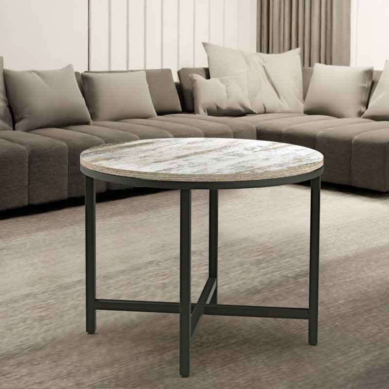 17 Stories 24 Inches Round Coffee Table With Metal X-Base & Reviews ...