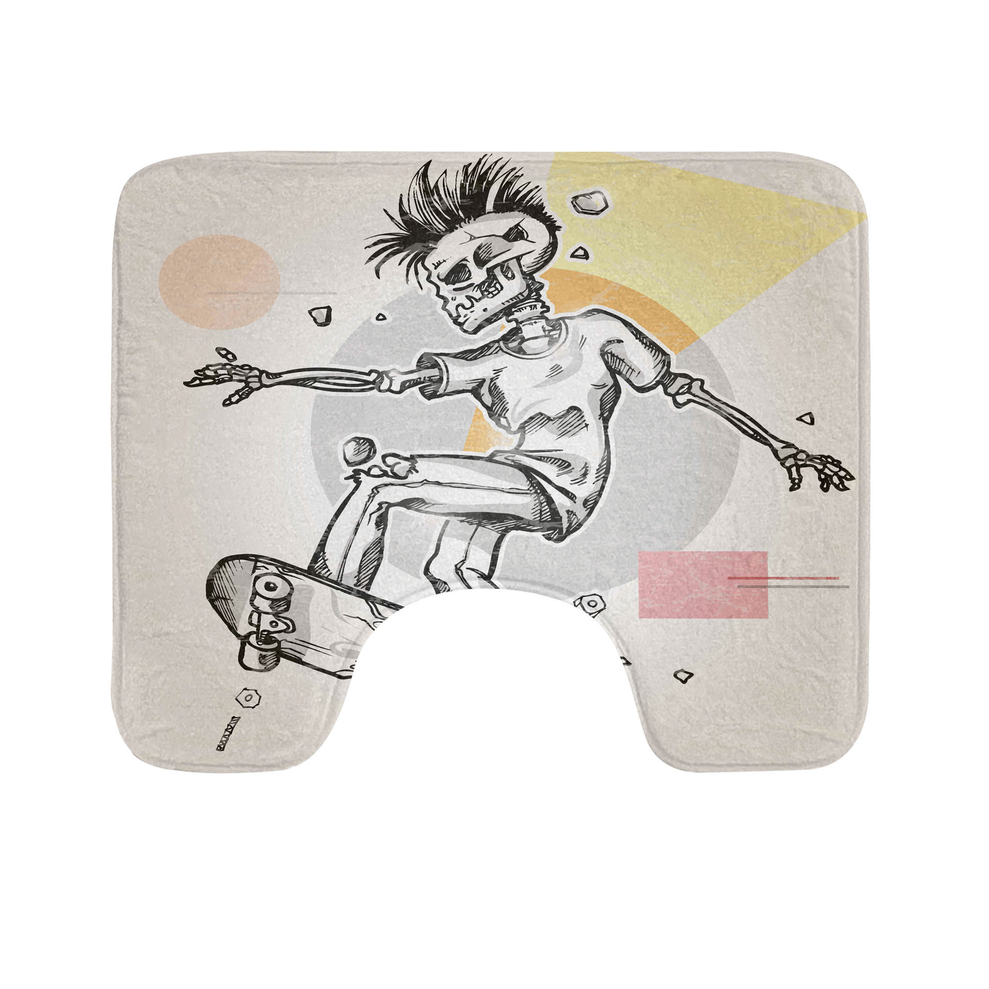 Breakwater Bay Skull Toilet Mat U-Shape Bathroom Rug 20" Pale Grey and ...