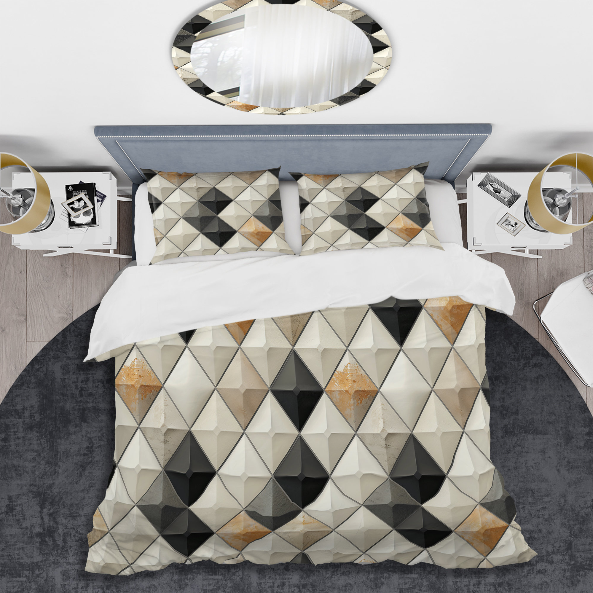 Design Art Brown Modern Rhombus Pattern I - Modern Duvet Cover Set ...