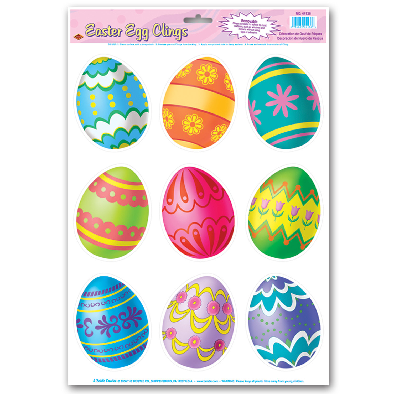 The Holiday Aisle® Marc Easter Egg Cling 9 Piece Window Sticker Set ...