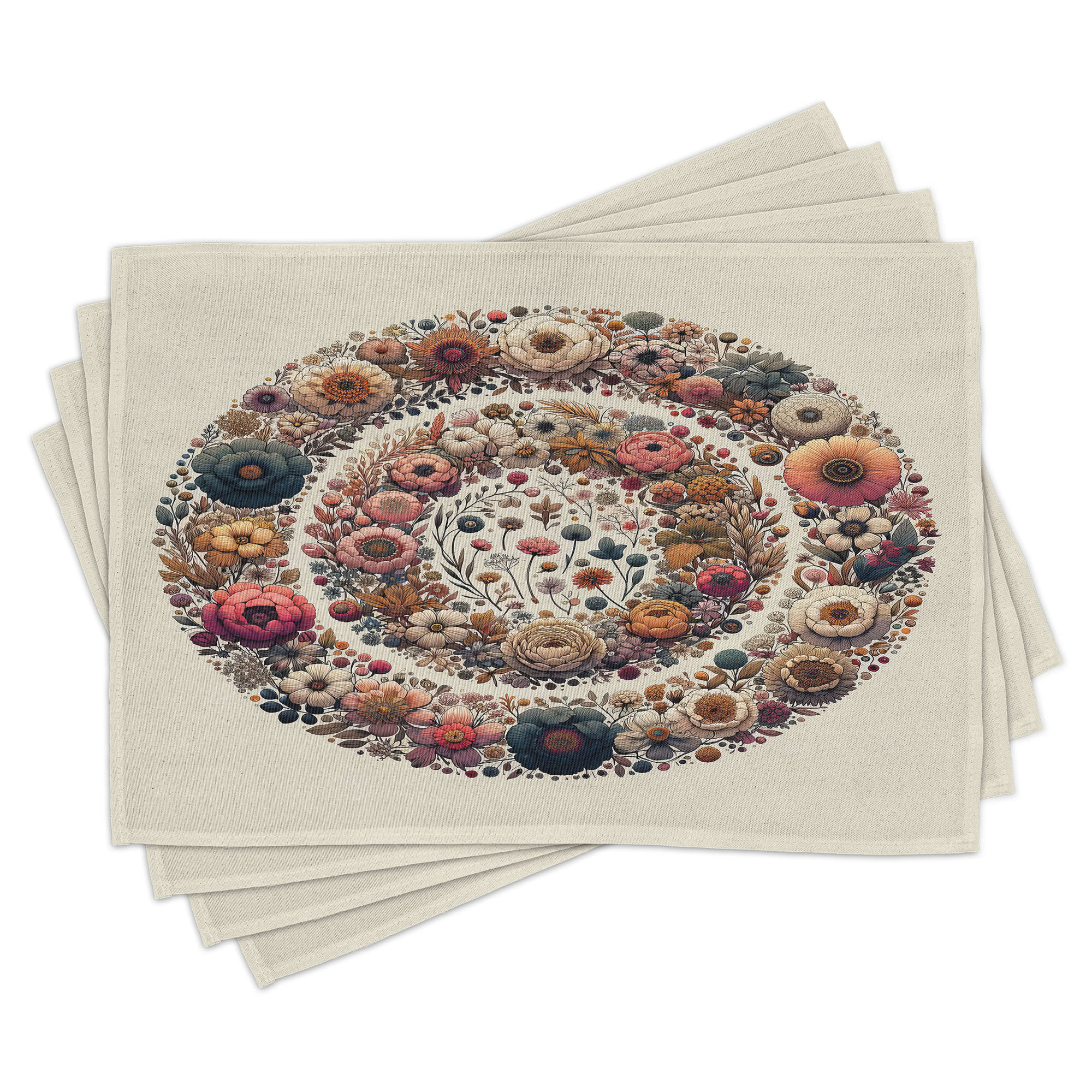 Ambesonne Flower Place Mats Set of 4 Boho Medallion Floral Print ...