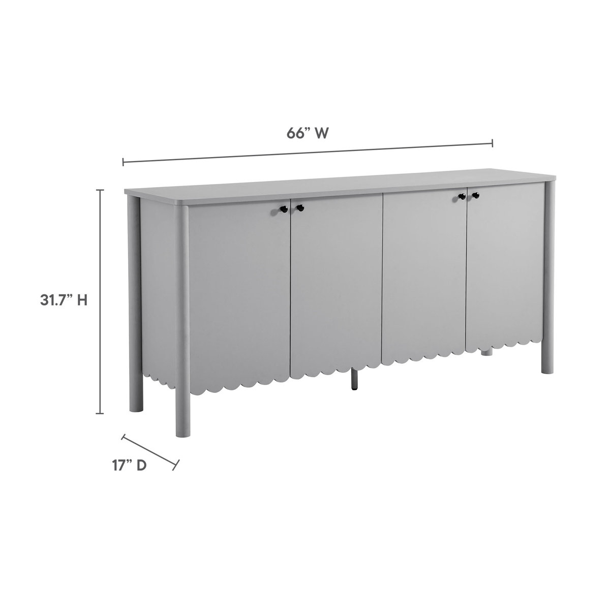 Modway Emmeline 66" 4-Door Scalloped Sideboard Cabinet | Wayfair