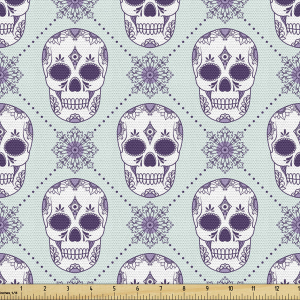 Happy Larry Giroux Flower with Skulls Fabric | Wayfair.co.uk
