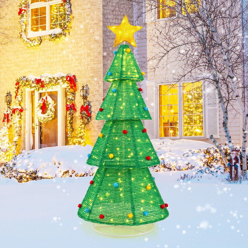 The Seasonal Aisle Lighted Collapsible Christmas Tree with 200 LED Warm ...