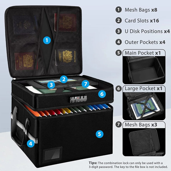 hometeczone Portable File Safe with Combination Lock & Reviews | Wayfair