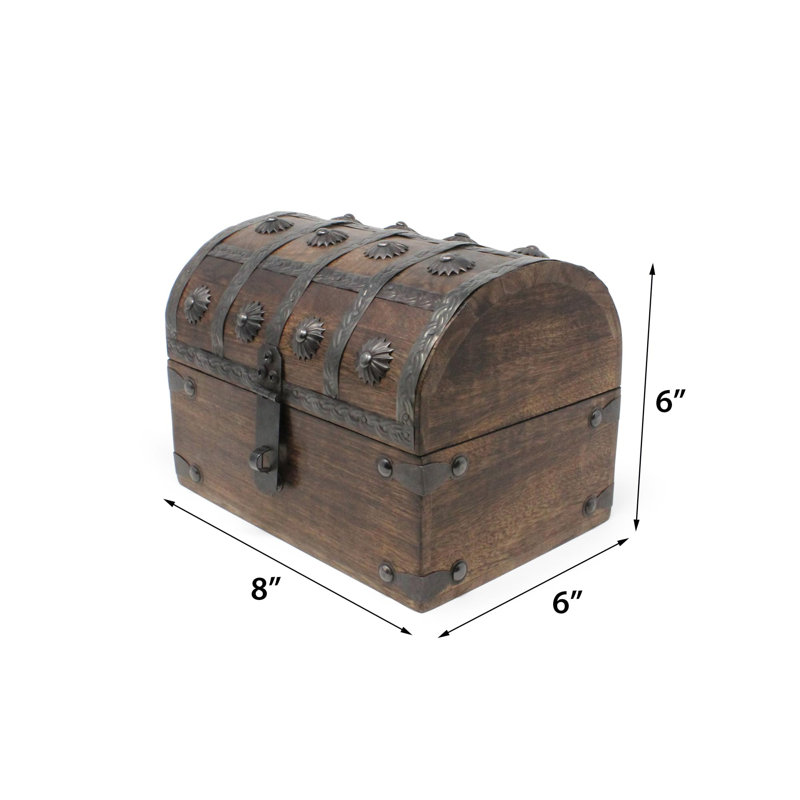 PEROTIX Large Wooden Treasure Chest Keepsake Box | Wayfair