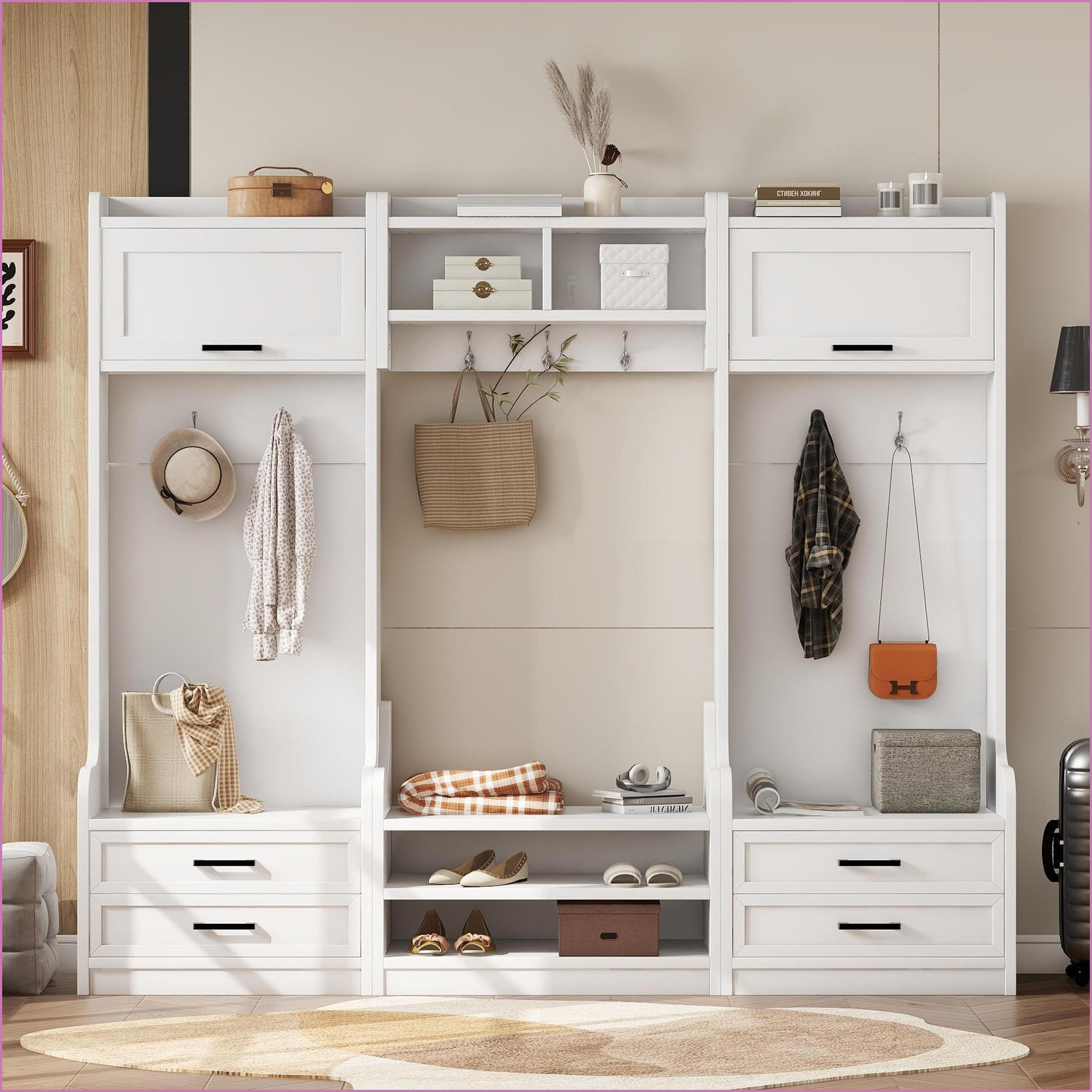 Latitude Run® Coat Rack Hall Tree 4-in-1 Detachable with Storage ...