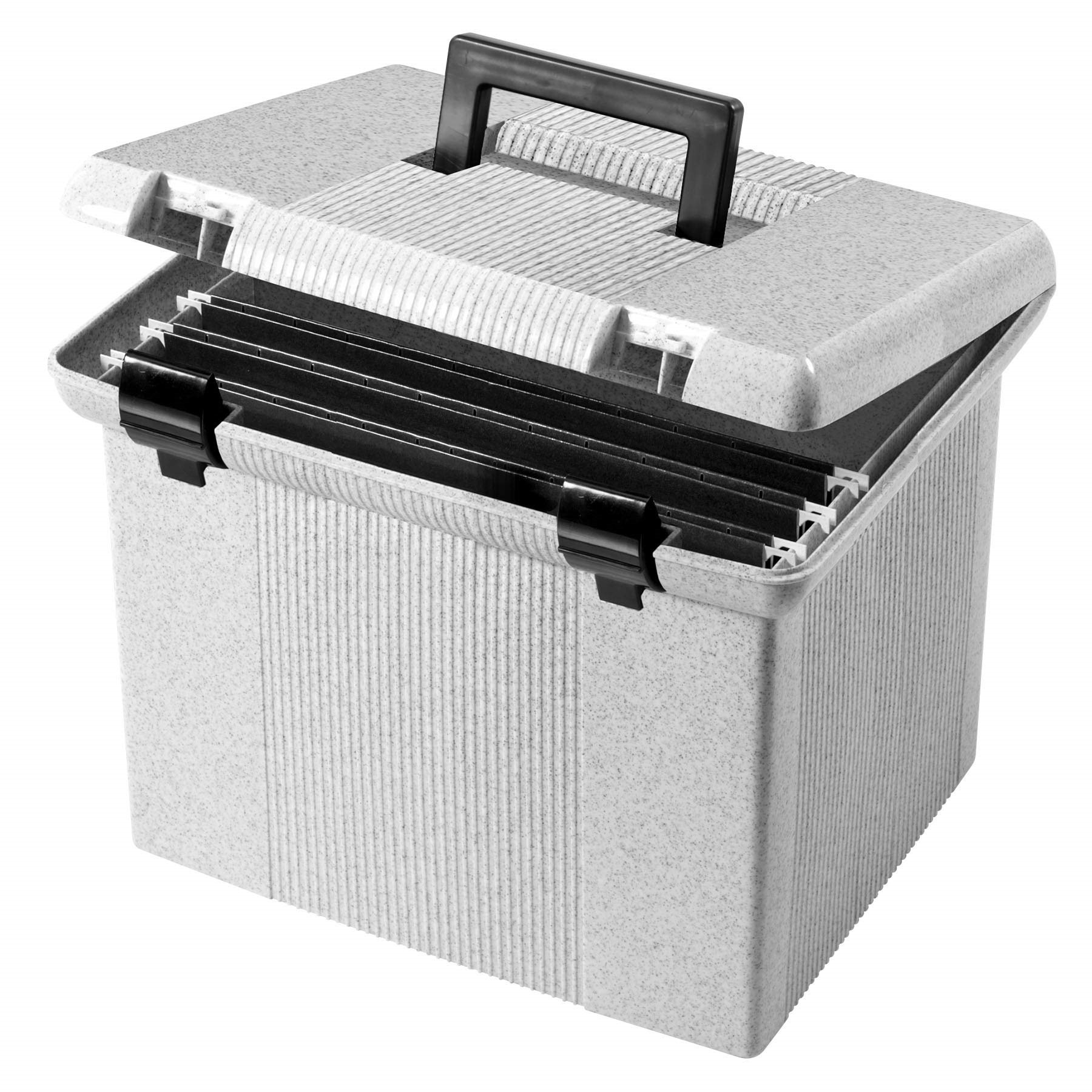 RILVIX Portable File Box, Frosted White, Hinged Lid with Double Latch ...