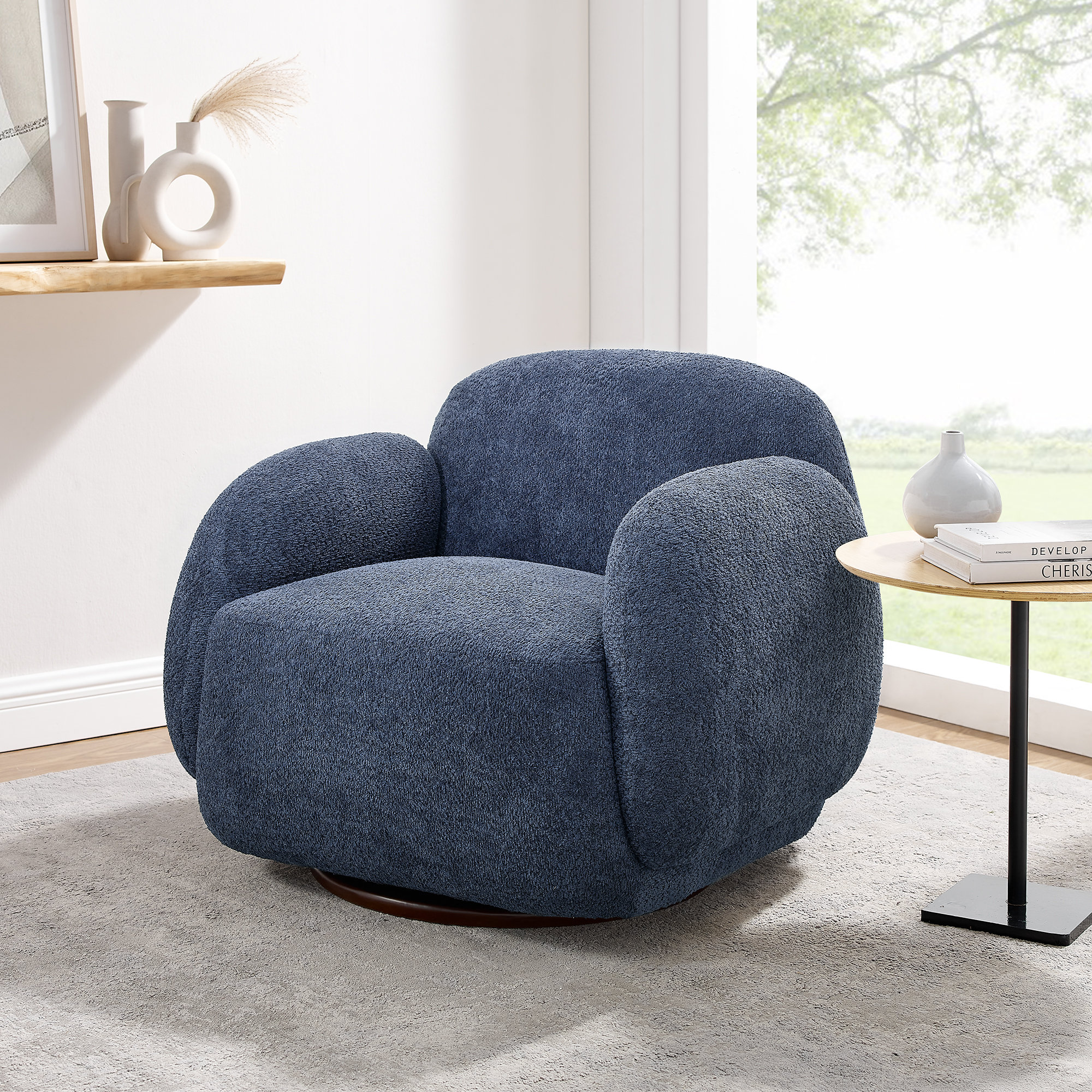 Latitude Run® Jarisa 35" W 360 degree Swivel Barrel Chair Accent chair ...