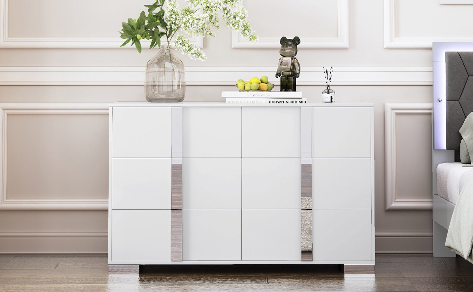 Ivy Bronx Mirrored Storage Cabinet With 6 Drawers For Bedroom | Wayfair