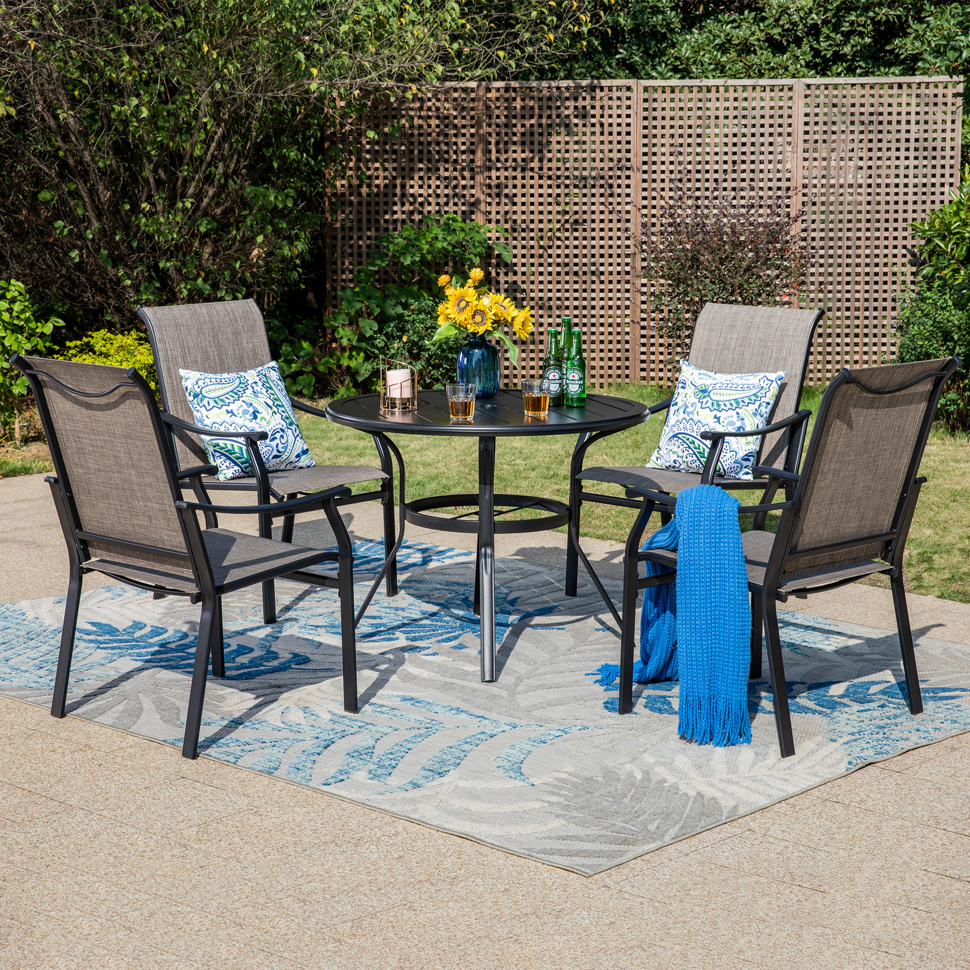 Wildon Home® Basima 4 - Person Round Outdoor Dining Set & Reviews | Wayfair