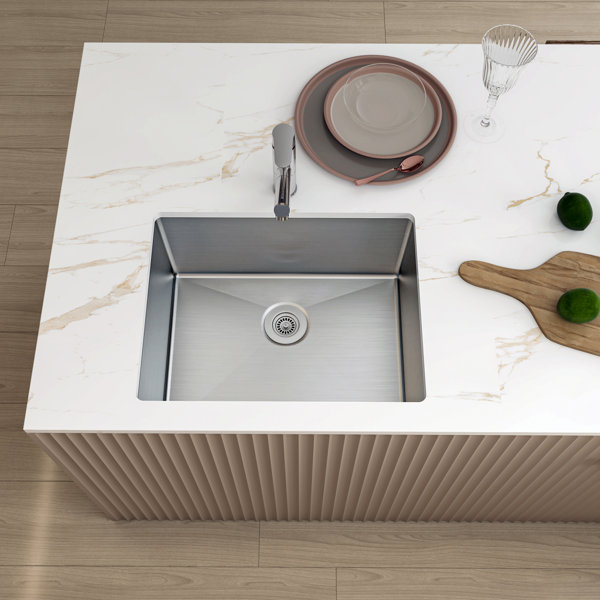 Sinber 23" x 18" Undermount Single Bowl Kitchen Sink with 18 Gauge 304 ...