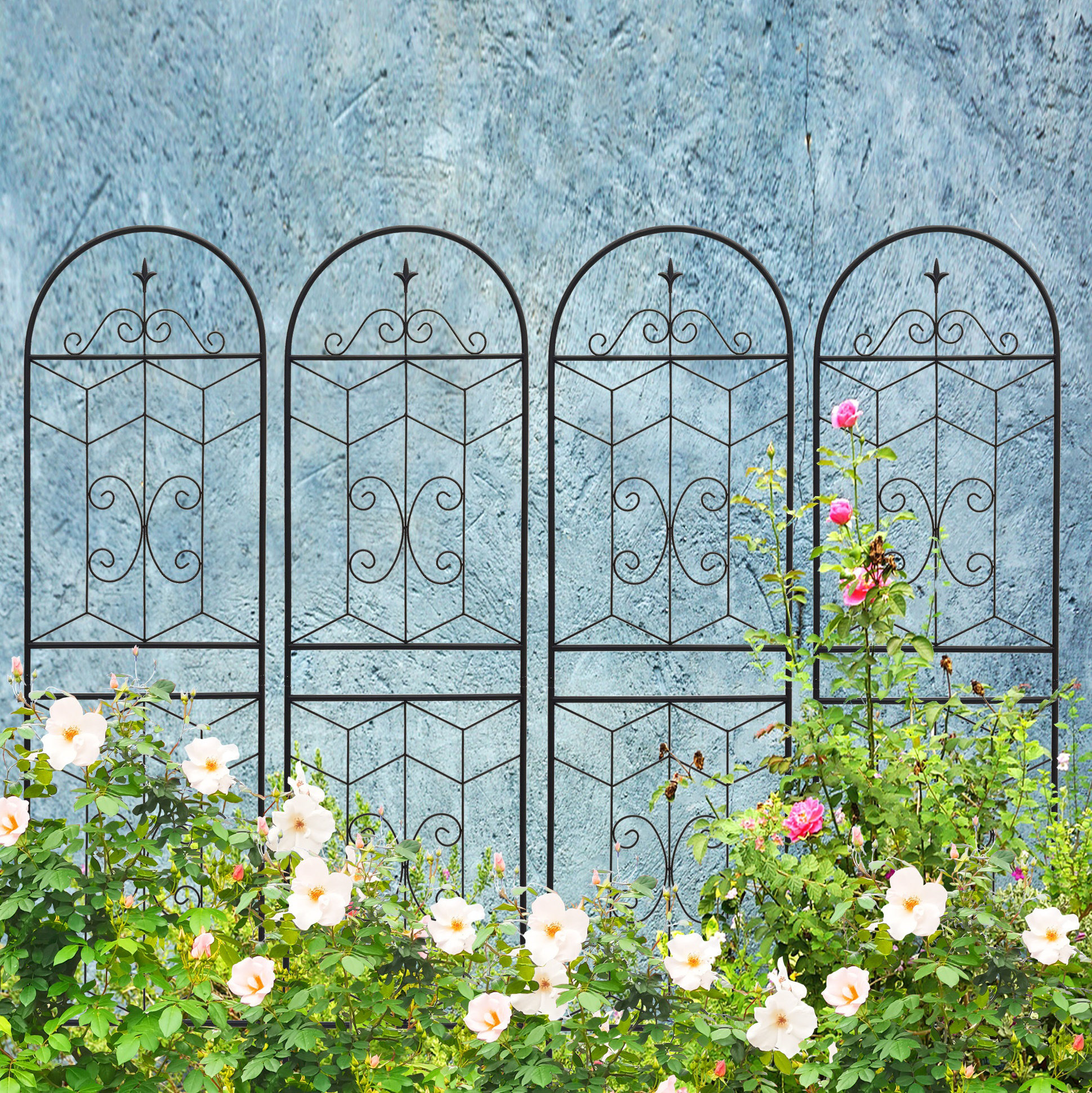 Lark Manor™ 4 Pack Metal Garden Trellis Rustproof Trellis for Climbing ...