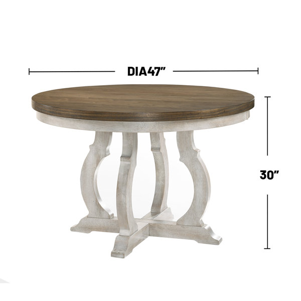 Ophelia & Co. 47-Inch Wide Round Dining Table In Vintage Walnut And Off ...