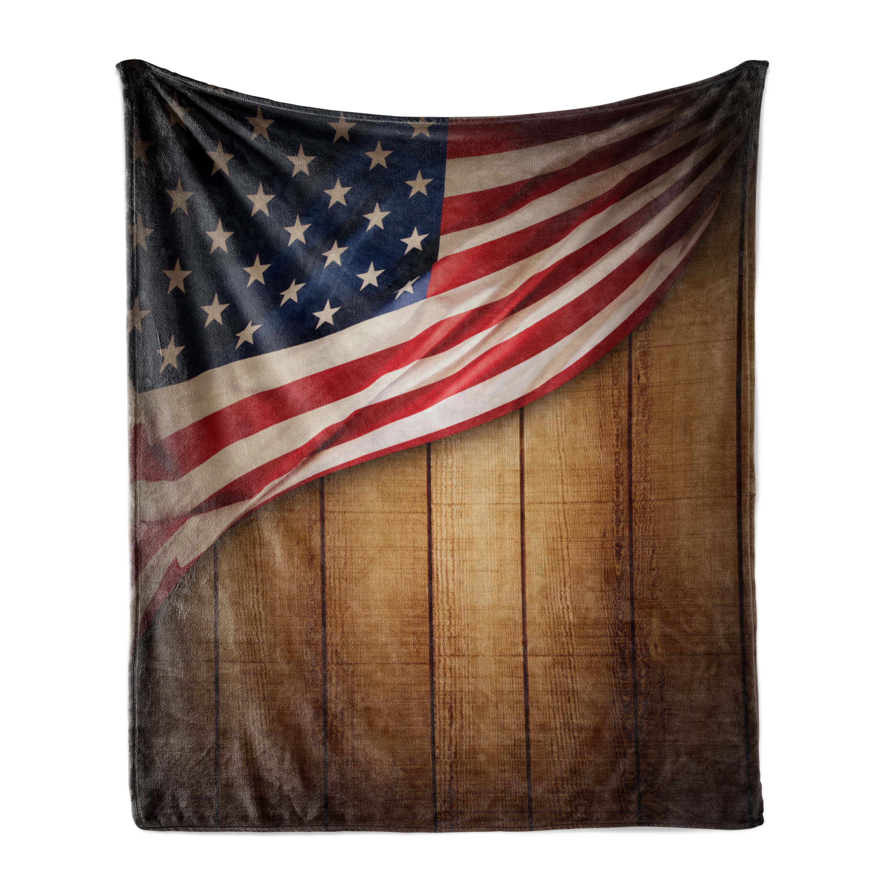 Ambesonne Rustic Fleece Throw Blanket Retro Wooden Country Blue Red ...