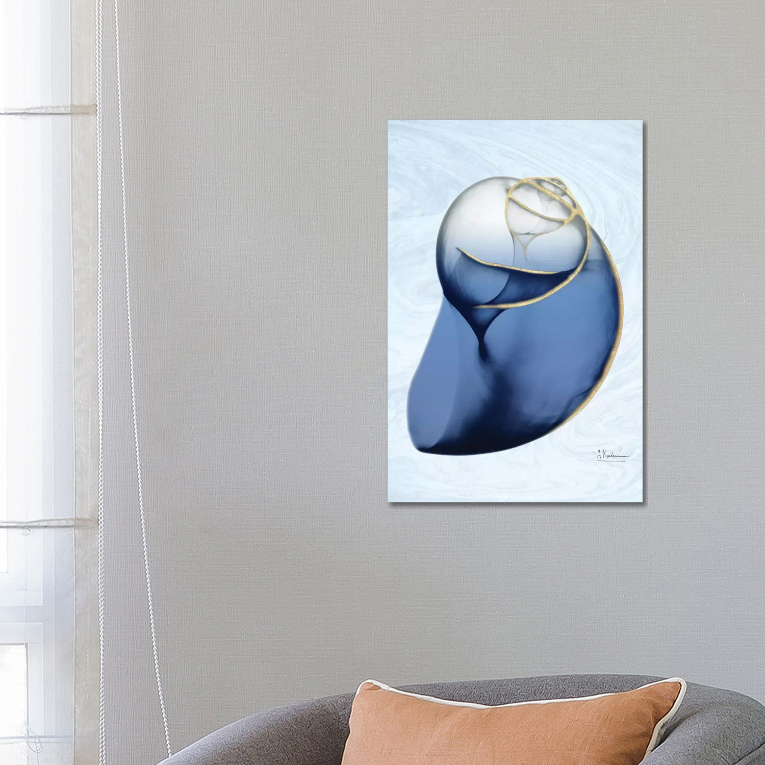 Highland Dunes Marble Indigo Snail II | Wayfair.co.uk