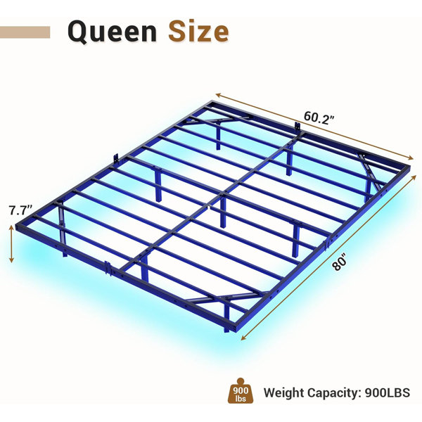 Wrought Studio™ Floating Bed Frame Queen Size With Led Lights, Metal ...