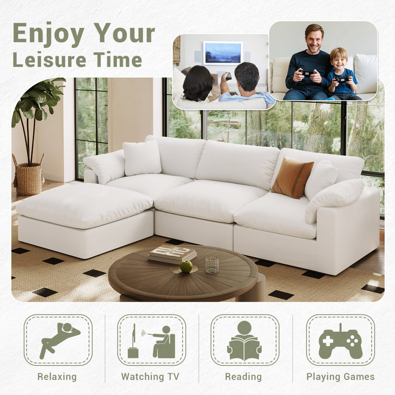 Hokku Designs Oversized Cloud Modular Sectional Sofa, Comfy Down Filled ...