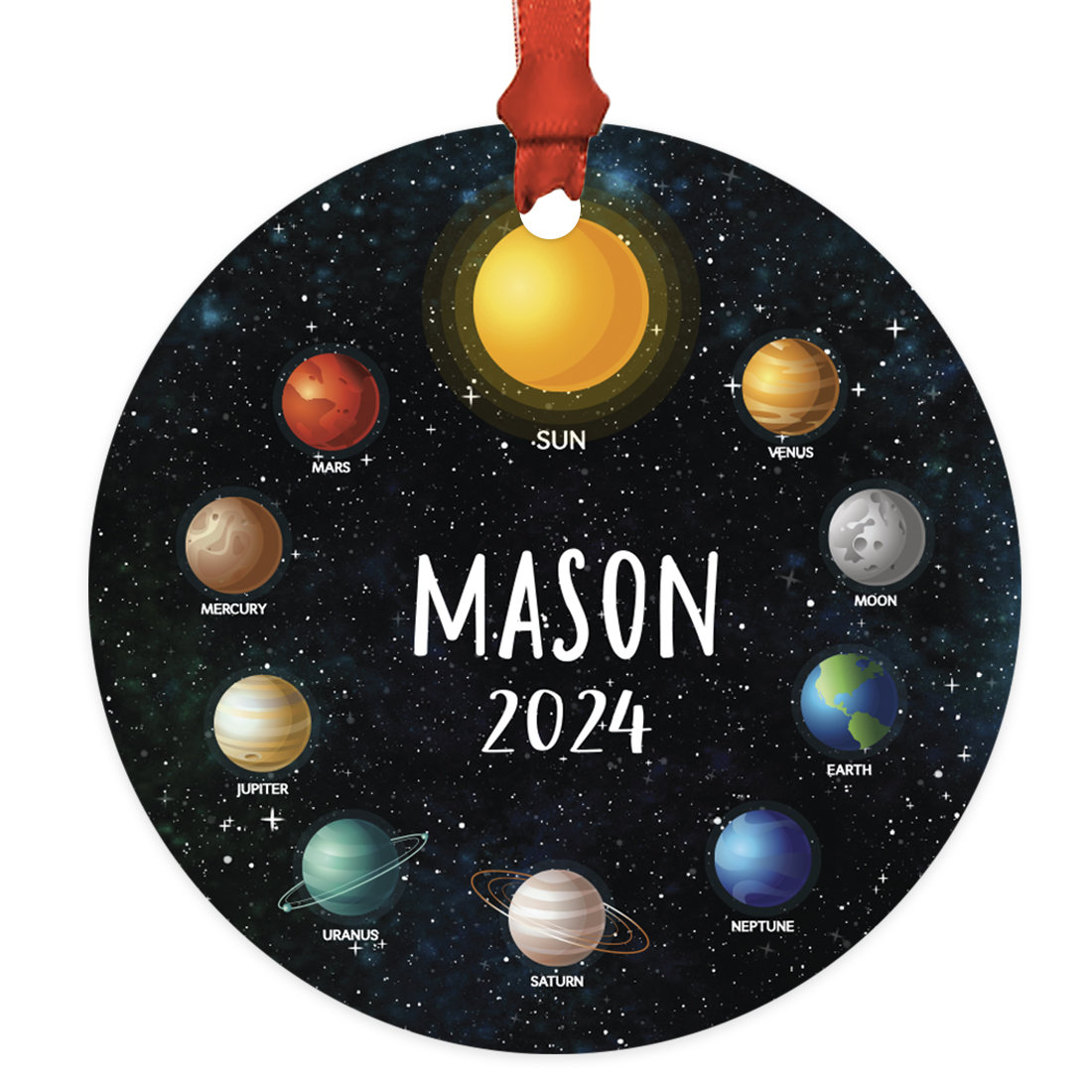 Ivy Bronx Custom Planet Ornament Solar System Galaxy Metal Christmas ...