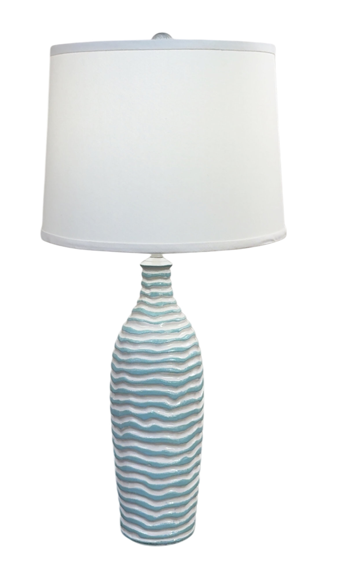 Dakota Fields High Gloss Ivory/Atlantic Grey Tall Wavy Table Lamp | Wayfair