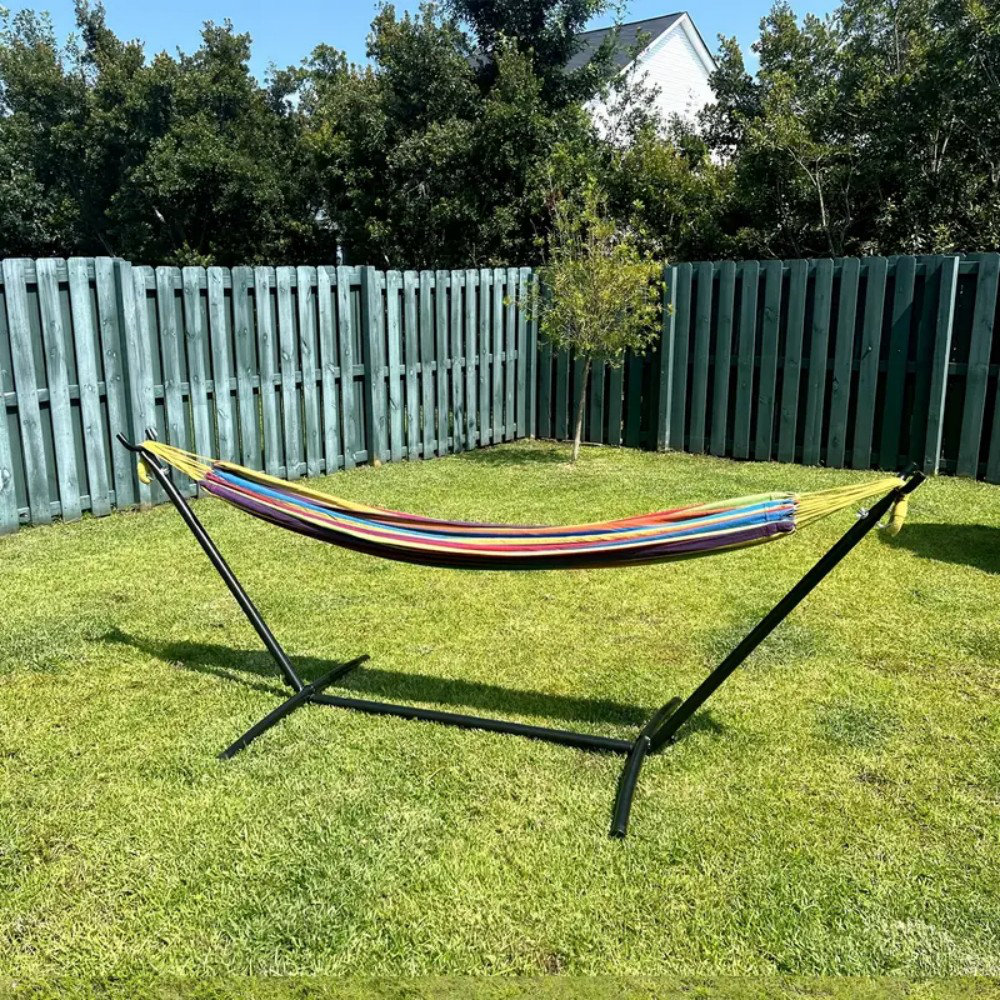 Wrought Studio 450Lb Capacity Double Hammock With Steel Stand, Premium ...