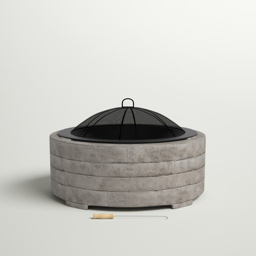 Loon Peak® Faynell Faux Stone Ring Concrete Wood Burning Fire Pit ...