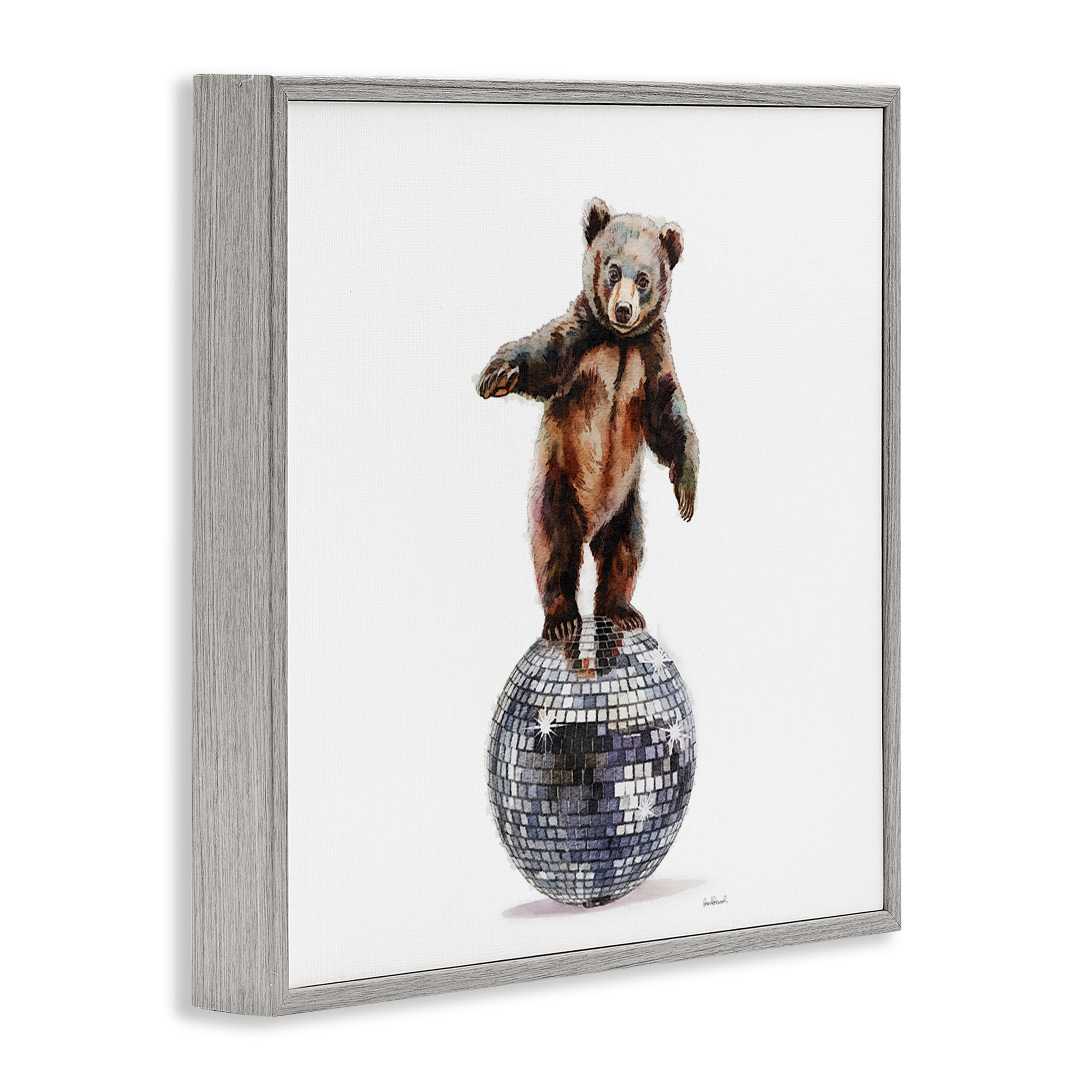 Dakota Fields Bear Balancing on Disco Ball Framed Giclee, design by ...