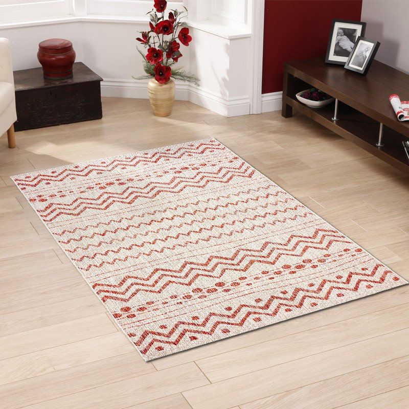 Foundry Select Red Zigzag Indoor Outdoor Area Rug | Wayfair