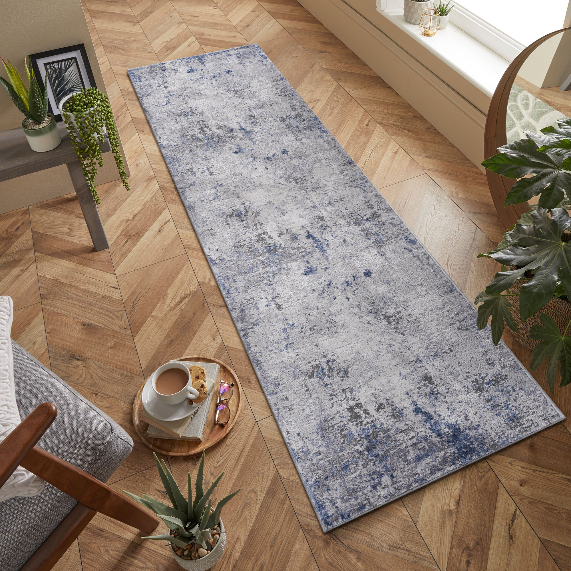 17 Stories Area Rug in Silver Blue | Wayfair