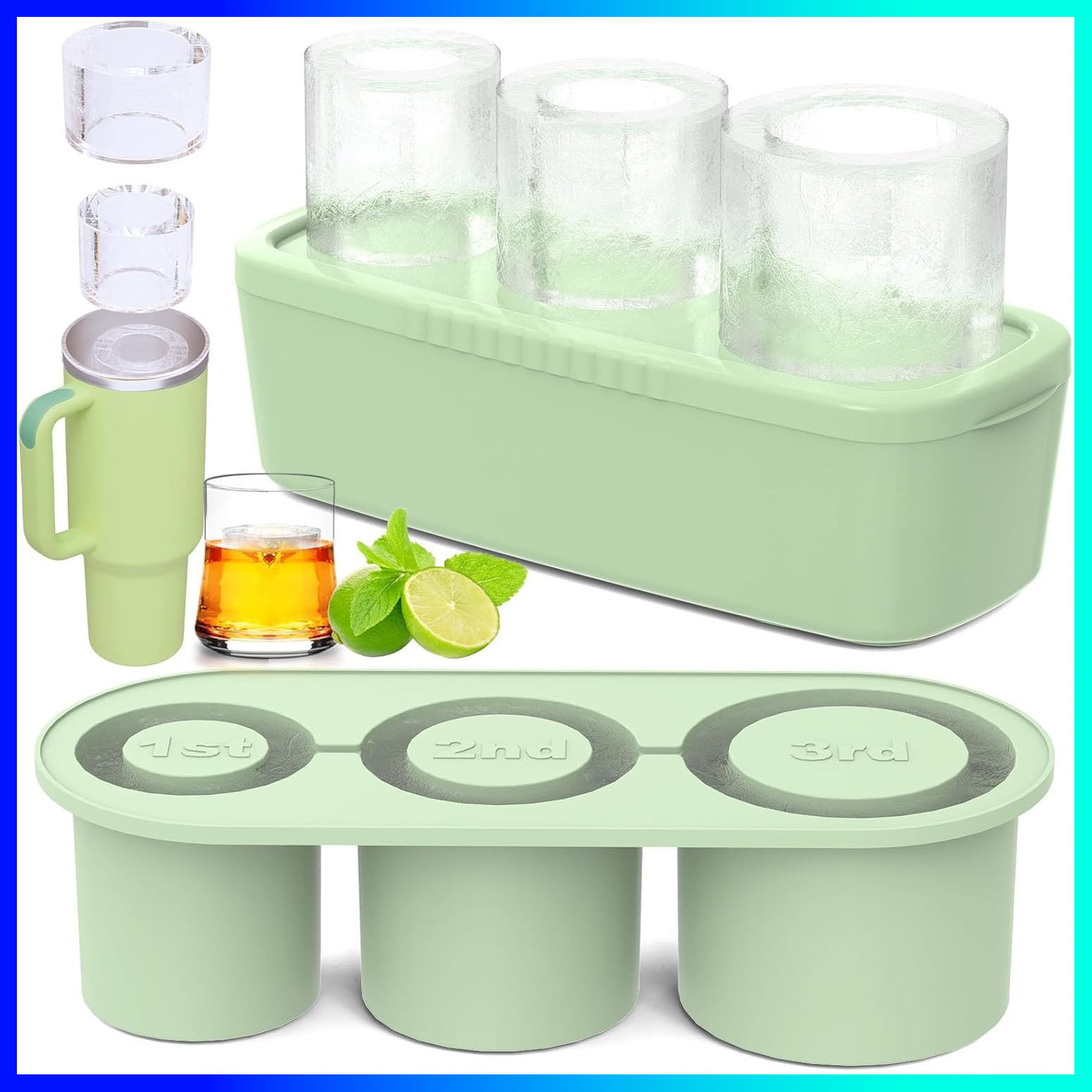 ADVOSON 3-Pack Silicone Cylinder Ice Mold Tray For 30Oz Tumblers – BPA ...