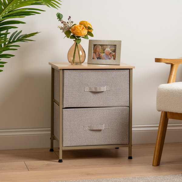 17 Stories 2 Drawer Beige Cabinet with Beige Fabric Drawers | Wayfair.co.uk
