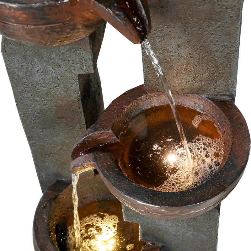 Bungalow Rose Resin Fiberglass Water Fountain with Light | Wayfair