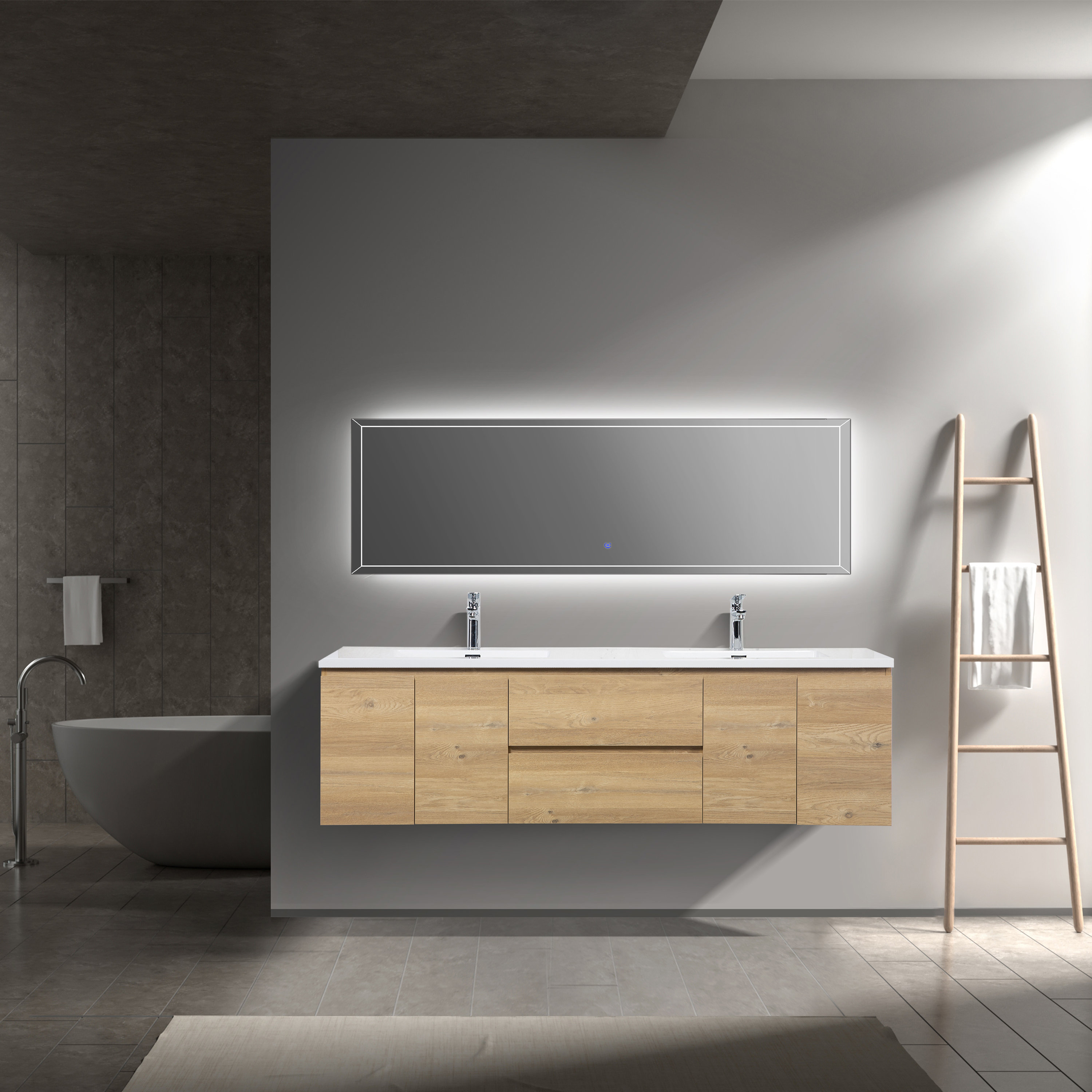 Latitude Run® Paza 72-inch W x 19-inch D 4-Door & 2-Drawer Wall-Mounted ...