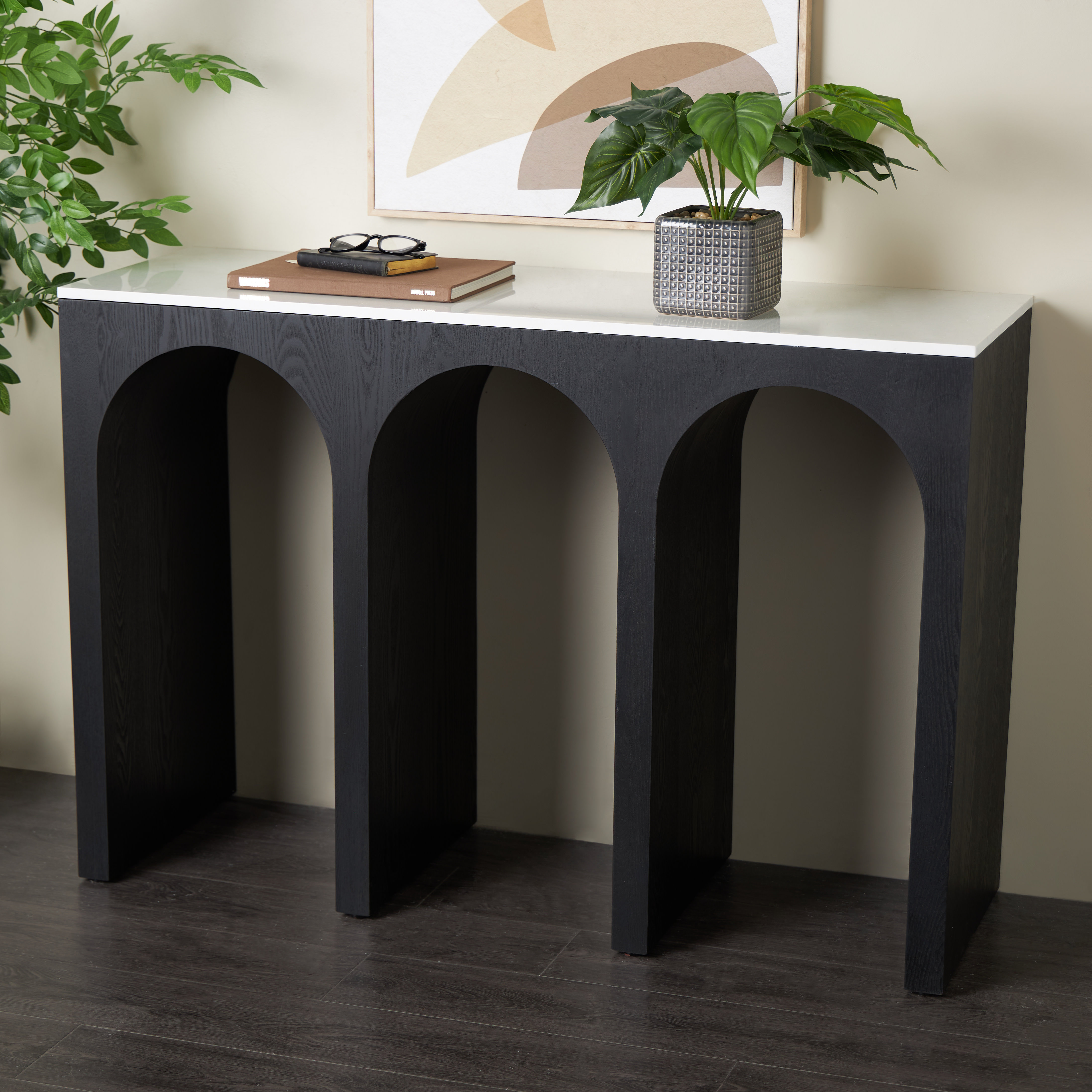 Hokku Designs Cole And Grey Wood Art Deco Arched Cutout Console Table ...