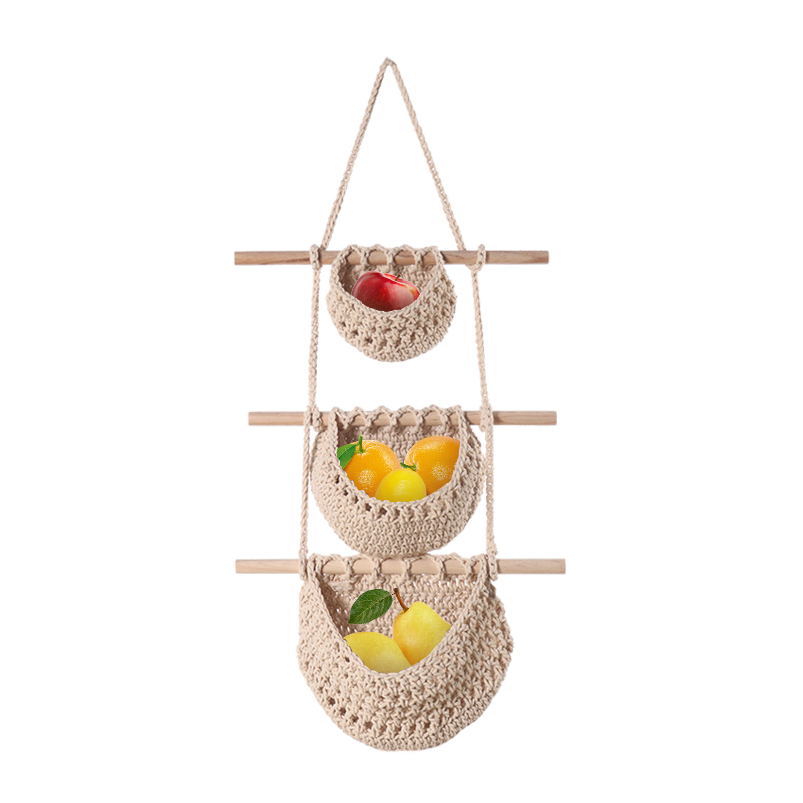 Gracie Oaks Fruit Hanging Basket Fruit Net Pocket Woven Wall Pendant ...