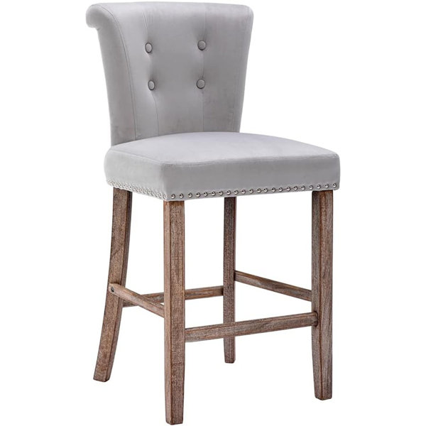 August Grove Suresnes 103cm Counter Stool with Solid Wood Frame ...