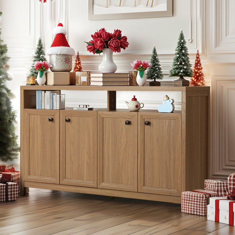 Charlton Home® Geonte 55" Heavy-Duty Thick Sideboard Buffet With Open ...