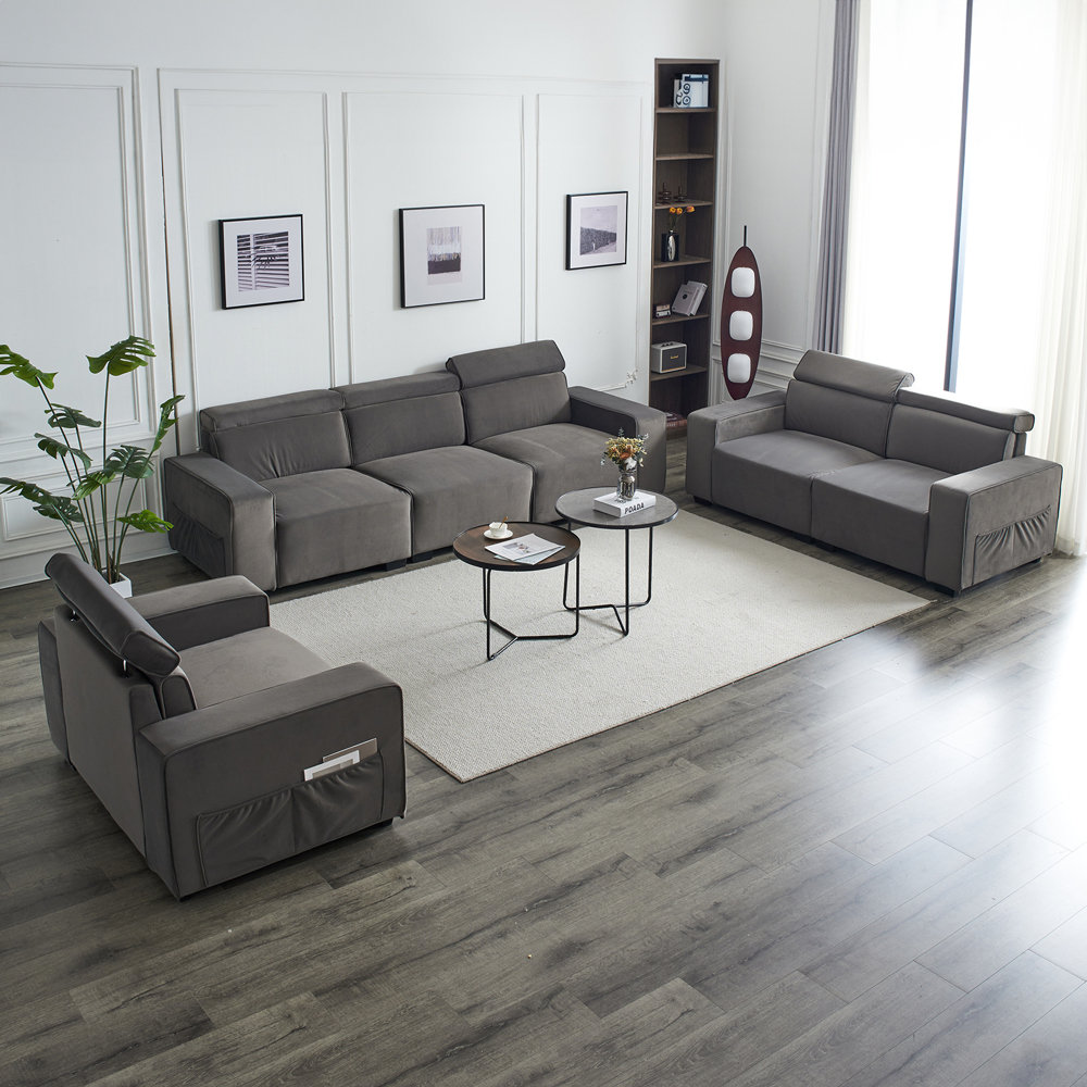 Mercer41 Irmiya 3 - Piece Velvet Living Room Set - Wayfair Canada